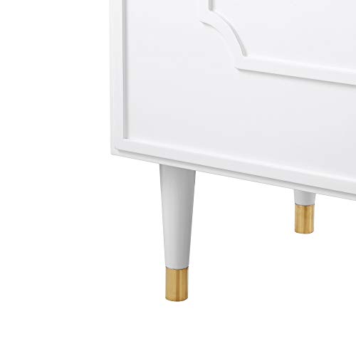 Inspired Home Sideboard - White | Design: Belen | 3 Doors | Brushed Finish Gold Handle and Leg Tip