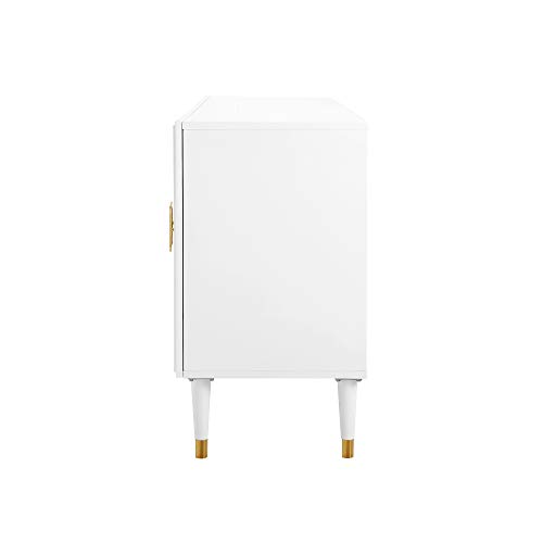 Inspired Home Sideboard - White | Design: Belen | 3 Doors | Brushed Finish Gold Handle and Leg Tip