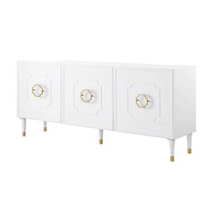 Inspired Home Sideboard - White | Design: Belen | 3 Doors | Brushed Finish Gold Handle and Leg Tip