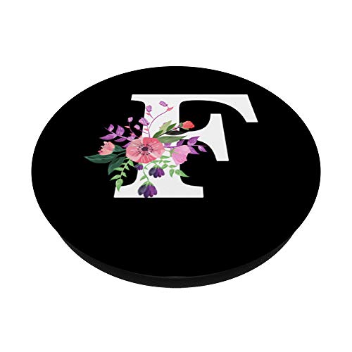 pretty rose floral monogram white letter F cute pink PopSockets PopGrip: Swappable Grip for Phones & Tablets