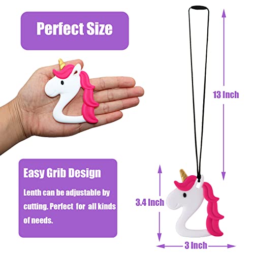 Chew Necklace for Sensory Kids Girls, Silicone Chewing Pendant Necklace for Children or Adults with Anxiety Autism ADHD Oral Motor, Chewable Necklace for Chewers (Rose Pink)