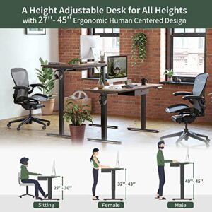 FEZIBO 48 x 24 Inches Standing Desk with Drawer, Adjustable Height Electric Stand up Desk, Sit Stand Home Office Desk, Ergonomic Workstation Black Steel Frame/Rustic Brown Tabletop