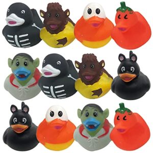 artcreativity 2.5 inch assorted halloween rubber duckies for kids, pack of 12, variety of halloween characters, trick or treat supplies, goodie bag fillers, party favors, halloween themed bathtub toys