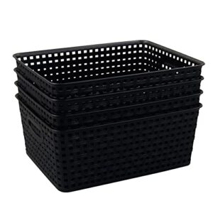 joyeen plastic weave baskets, cupboard storage bins, 4 pack