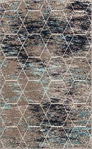 Unique Loom Trellis Frieze Collection Area Rug - Geometric (5' x 8', Blue Multi/ Ivory)