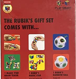 Rubik's Cube 3-Piece Gift Set (Rainbow Ball, Magic Star Puzzle and Magic Star Spinner) Pocket Educational and STEM Toy, Brain Teaser, Stress Relief, Fun, Additive Fidget Toys For Adults, Teen and Kids