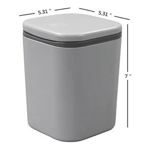 Bringer 0.5 Gallon Plastic Tiny Waste Can, Mini Trash Can with Lid, Gray