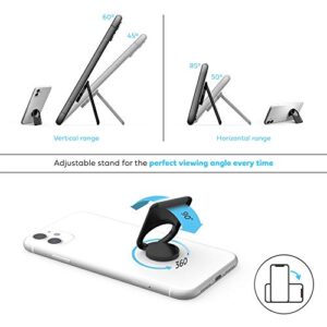 phonetag - Mobile Cell Phone Kickstand & Ring Holder, Stand Your Phone In Portrait & Landscape With The Finger Ring Grip Holder, Use On Magnetic Car Mounts, Compatible With Most Smartphones, Black