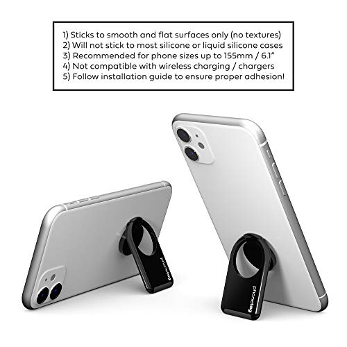 phonetag - Mobile Cell Phone Kickstand & Ring Holder, Stand Your Phone In Portrait & Landscape With The Finger Ring Grip Holder, Use On Magnetic Car Mounts, Compatible With Most Smartphones, Black