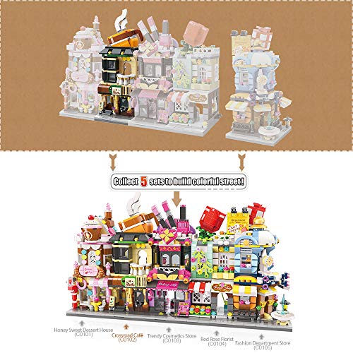 QMAN Girls Building Blocks Toy Crossroad Café Building Kit Creative Coffee House Street-View Bricks Toy for Girls Age 6-12 and Up (332 Pieces)