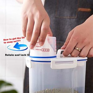 Large Rice Storage Containers Airtight Dry Food Storage Containers, BPA Free Plastic Storage Bin Dispenser with Pourable Spout, Measuring cup for Cereal, Flour and Baking Supplies(3L, Blue Set of 1)