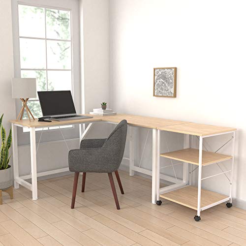 Amazon Basics Multipurpose Rolling Cart, Desk Extender, Natural