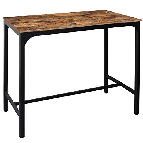 MUPATER 47'' High Bar Table Industrial Dining Table, Tall Counter Height Pub Table for Dining Room, Kitchen or Living Room, 47.2''L x 23.6''W x 41.7''H, Rustic Brown