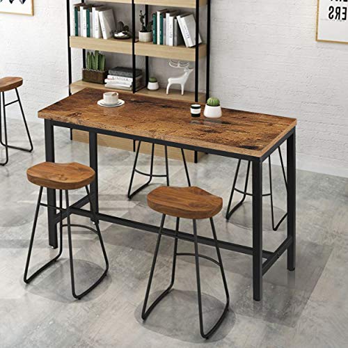 MUPATER 47'' High Bar Table Industrial Dining Table, Tall Counter Height Pub Table for Dining Room, Kitchen or Living Room, 47.2''L x 23.6''W x 41.7''H, Rustic Brown