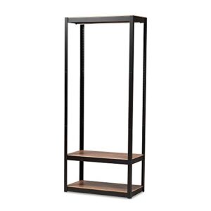 baxton studio elton modern and contemporary black finished metal 3-shelf free-standing closet storage organizer