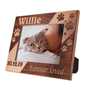 be burgundy memorial pet picture frames 5x7 - forever loved - customized pet picture frames, pet loss gift, a beautiful remembrance gift for a grieving pet owner