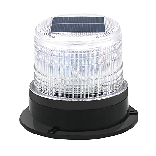 RISOON Solar Strobe Warning Safety Flashing Light/Ceiling Strobe Light, with Strong Magnetic Base Waterproof for Construction, Traffic, Factory, Crane Tower, Boat Navigation (White)