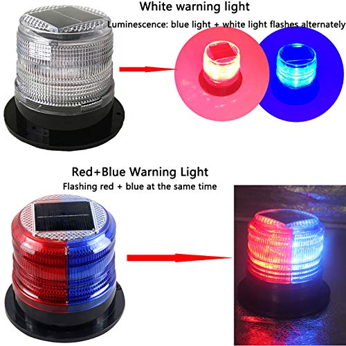 RISOON Solar Strobe Warning Safety Flashing Light/Ceiling Strobe Light, with Strong Magnetic Base Waterproof for Construction, Traffic, Factory, Crane Tower, Boat Navigation (White)