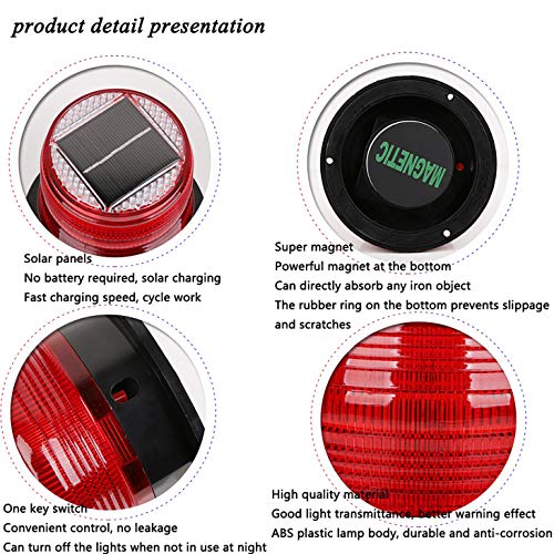 RISOON Solar Strobe Warning Safety Flashing Light/Ceiling Strobe Light, with Strong Magnetic Base Waterproof for Construction, Traffic, Factory, Crane Tower, Boat Navigation (White)