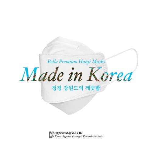 [Made in Korea] Bella Premium Hanji Mask (30, White): Filter Efficiency ≥ 97%, 4-Layer Breathable Quality 3D Mask with Adjustable Nose Strip