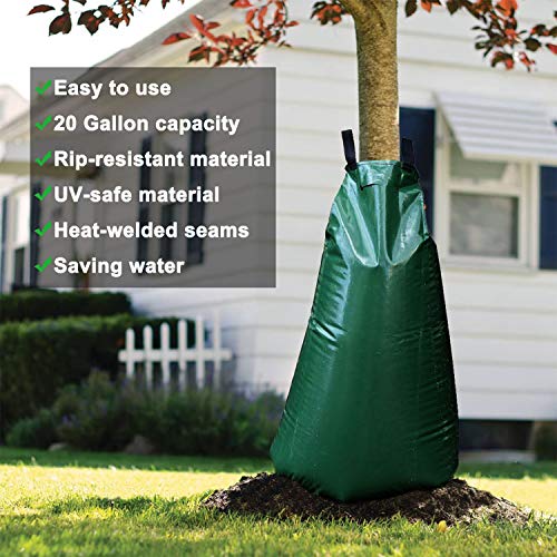 KONIGEEHRE 20 Gallon Tree Watering Bags, Reusable, Heavy Duty, Slow Release Water Bags for Trees, Premium PVC Tree Drip Irrigation Bags 5 Pack