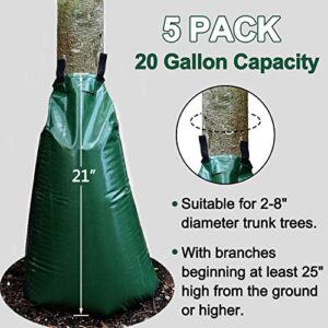 KONIGEEHRE 20 Gallon Tree Watering Bags, Reusable, Heavy Duty, Slow Release Water Bags for Trees, Premium PVC Tree Drip Irrigation Bags 5 Pack