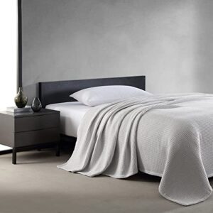 vera wang - queen blanket, luxury cotton bedding, plush & heavyweight home decor (waffleweave grey, queen)