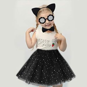 Dxhycc Black Cat Costume Set Cat Ears Headband Tail Bowtie Tutu-Halloween, Dress Up, Kids Cosplay Accessory Kit