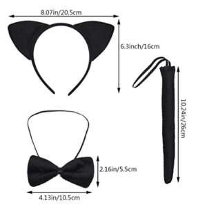 Dxhycc Black Cat Costume Set Cat Ears Headband Tail Bowtie Tutu-Halloween, Dress Up, Kids Cosplay Accessory Kit