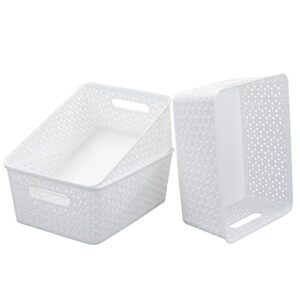 Hommp 3-Pack White Plastic Woven Storage Basket