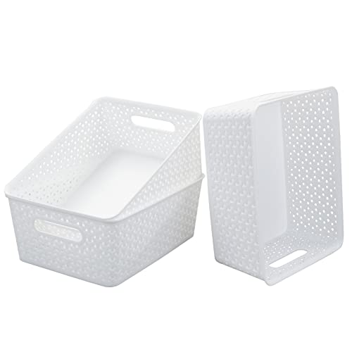 Hommp 3-Pack White Plastic Woven Storage Basket