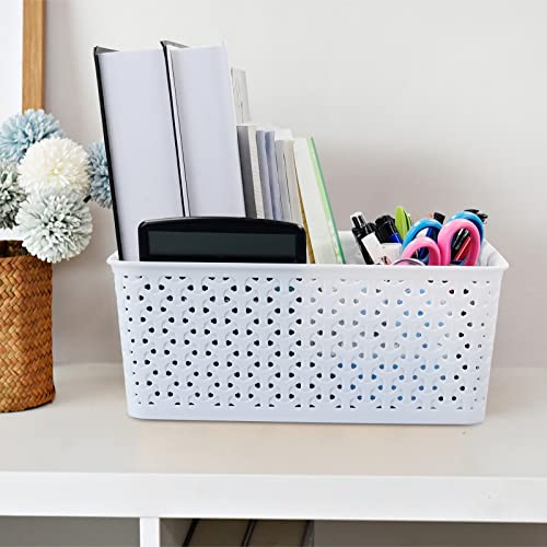 Hommp 3-Pack White Plastic Woven Storage Basket