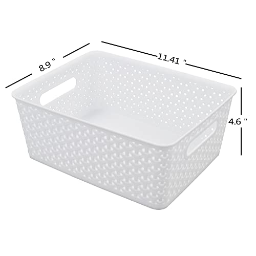 Hommp 3-Pack White Plastic Woven Storage Basket