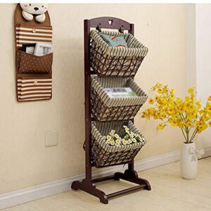 Basket Stratification Bookshelf Magazine Rack Frame Storage Rack Office Home Living Room Bedroom Brown MUMUJIN (Size : 35X35X105CM)