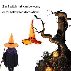 MEMOVAN Halloween Decorations Witch Hat Lights, 6 Pack Halloween LED Hanging Lighted Glowing Witch Hats String Lights Battery Operated, Halloween Décor for Outdoor Indoor Yard Tree Garden Party Décor