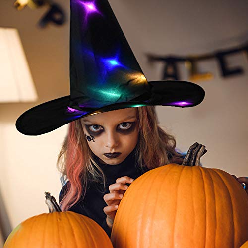 MEMOVAN Halloween Decorations Witch Hat Lights, 6 Pack Halloween LED Hanging Lighted Glowing Witch Hats String Lights Battery Operated, Halloween Décor for Outdoor Indoor Yard Tree Garden Party Décor