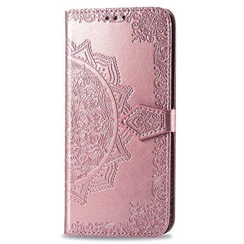 Asdsinfor Compatible with Xiaomi Redmi Note 9 Case Stylish Advanced Wallet Case Credit Cards Slot with Stand for PU Leather Shockproof Flip Magnetic Compatible with Redmi 10X 4G Mandala Rose Gold SD