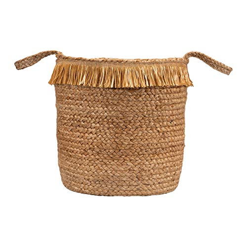 Natural Fringe and Jute Storage Basket