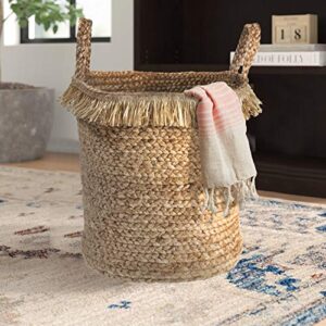 Natural Fringe and Jute Storage Basket