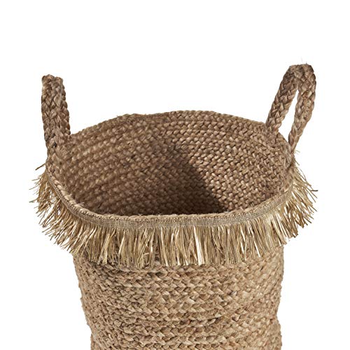 Natural Fringe and Jute Storage Basket