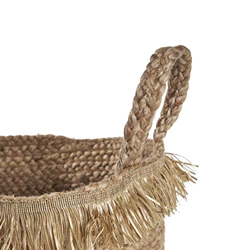 Natural Fringe and Jute Storage Basket