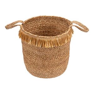 Natural Fringe and Jute Storage Basket