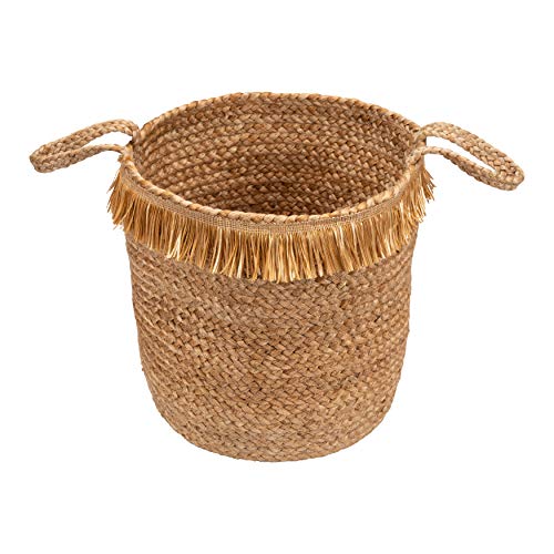 Natural Fringe and Jute Storage Basket