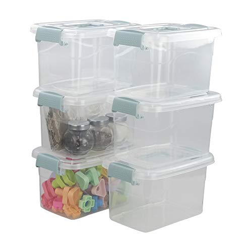 Joyeen 6 Pack Plastic Storage Bins, Clear Latching Boxes with Lids