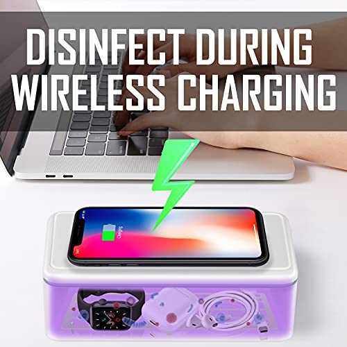 VANELC UV Cell Phone Sanitizer, Portable UV Sanitizer Box with Wireless Charging, Clinically Proven UV Light Box for Cleans Smartphone, Makeup Tools, Smart Watch, Keys & High-Touch Objects