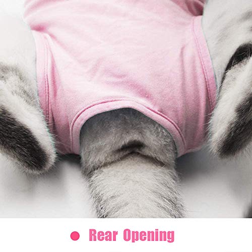 Cat Professional Recovery Suit for Abdominal Wounds and Skin Diseases, E-Collar Alternative for Cats and Dogs, After Surgey Wear Anti Licking, Recommended by Vets（Pink,M