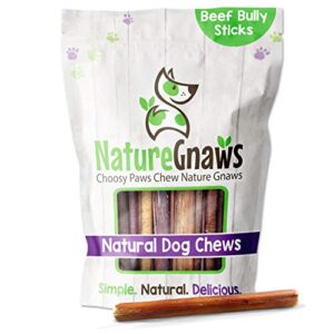 nature gnaws mixed bully sticks for small dogs - premium natural tasty beef bones - simple long lasting dog chew treats - rawhide free - 6 inch