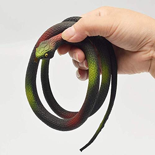 fluffy 6 Pieces Large Rubber Snakes 52 Inches and 31 Inches Realistic Fake Snakes Black Mamba Snake Toys for Garden Props to Keep Birds Away, Pranks, Halloween Decoration