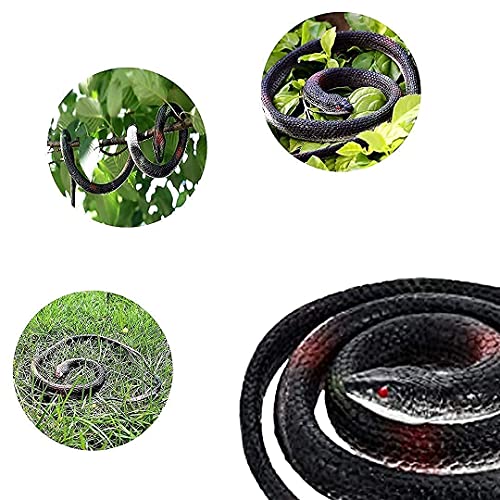 fluffy 6 Pieces Large Rubber Snakes 52 Inches and 31 Inches Realistic Fake Snakes Black Mamba Snake Toys for Garden Props to Keep Birds Away, Pranks, Halloween Decoration