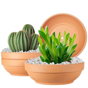 clay pots for plants with drainage hole, 4 pack large terra cotta plant pot, 7.67 inch terra cotta pot ceramic pottery planter cactus flower pots succulent pot